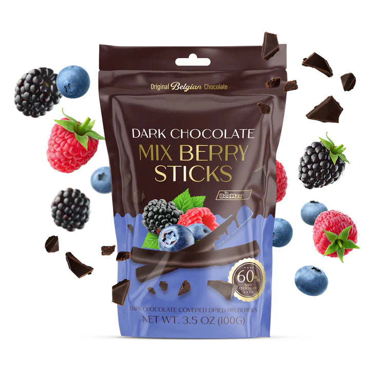 Beemax Dark Chocolate Covered Dried Mix Berry Sticks 3.5oz – The Head Nut